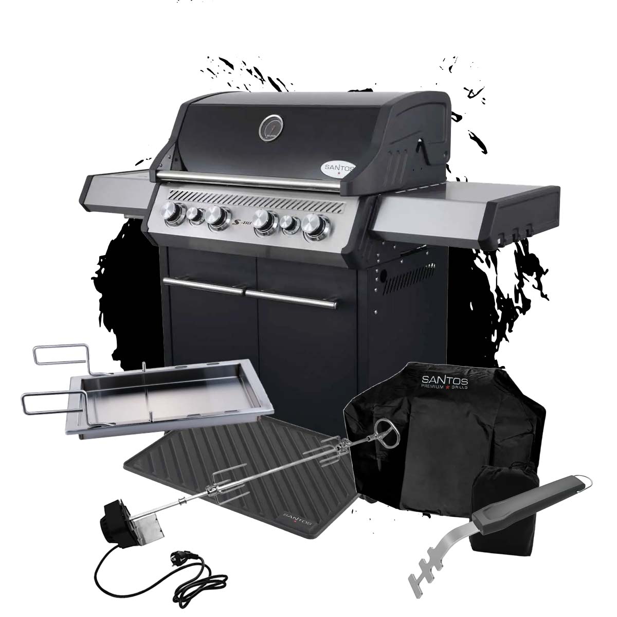 Santos S 518 Mit Seiten Und Heckbrenner Schwarz Inkl Drehspieß